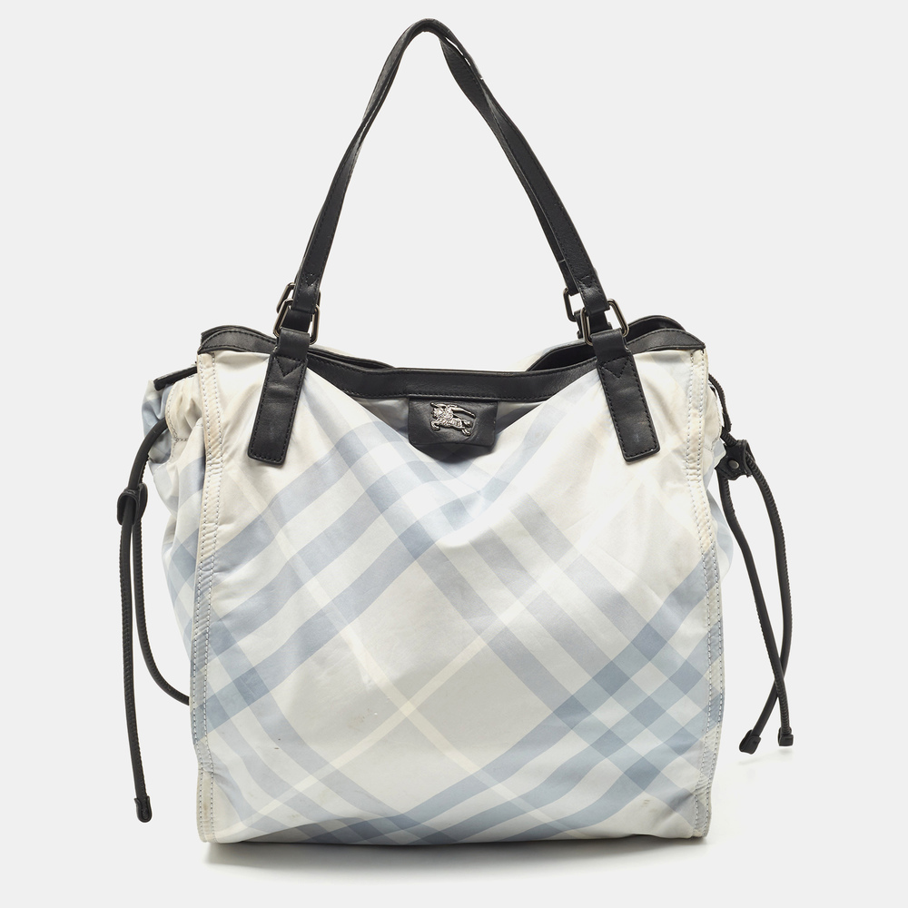 Burberry Black/Light Blue Nova Check Nylon And Leathe… - Gem